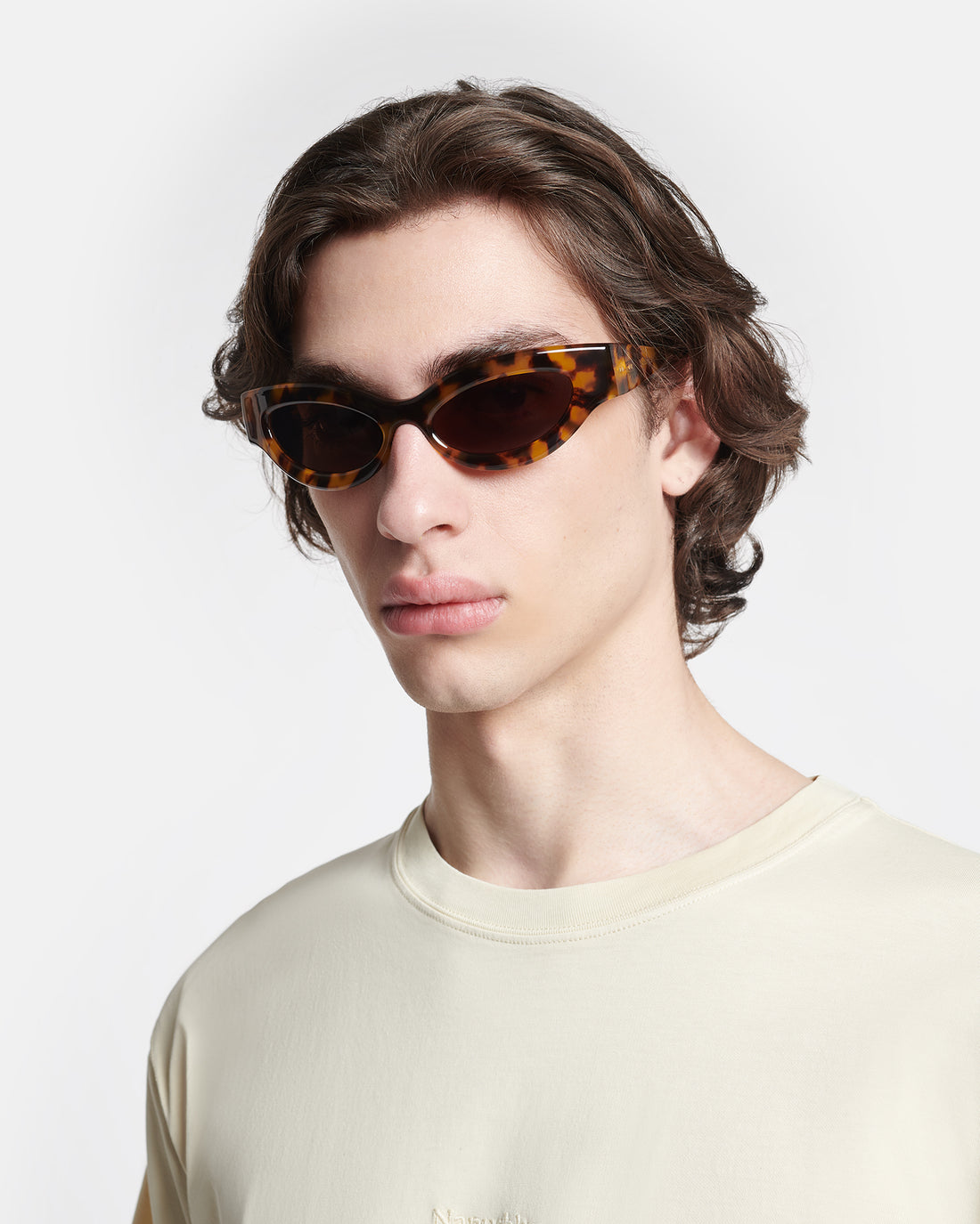 Trysta - Bio-Plastic Wrap Sunglasses - Dark Amber – Nanushka