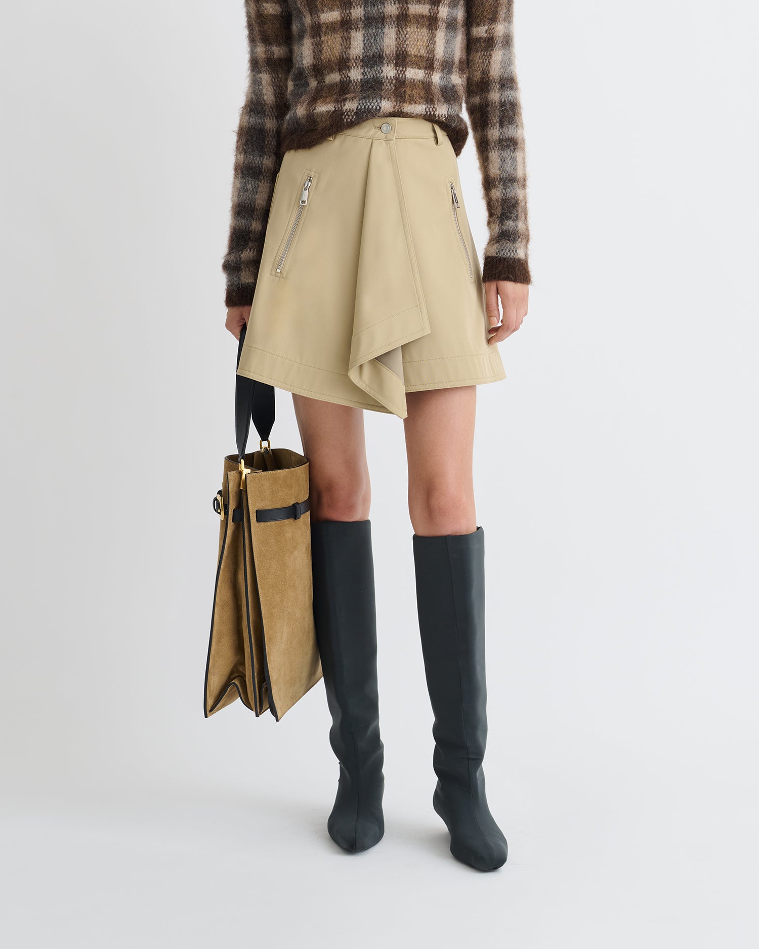 Inge - Bonded Trench Mini Skirt - Beige – Nanushka